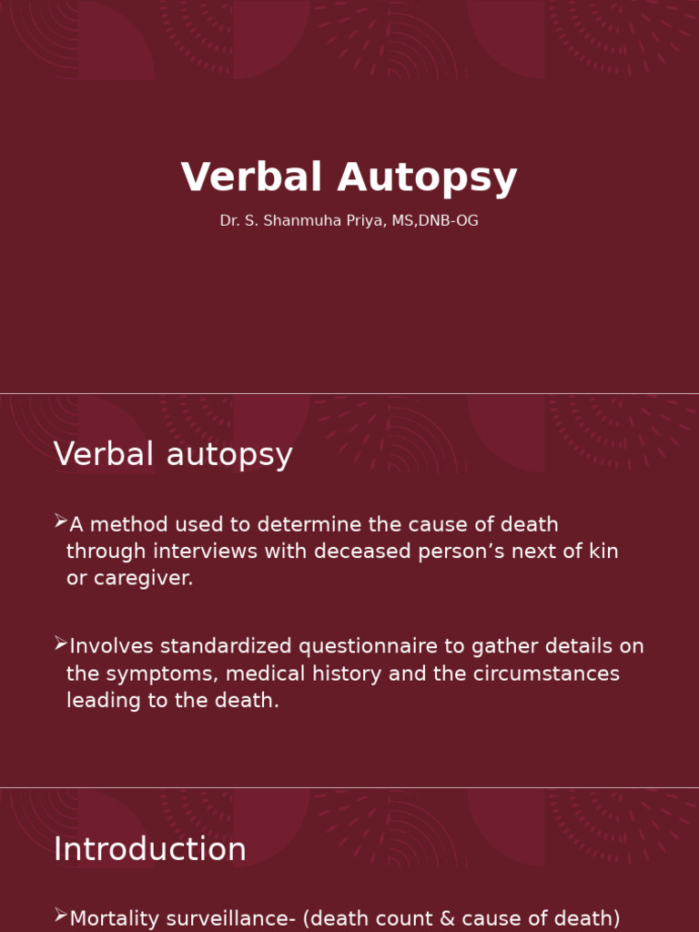 Verbal Autopsy | PDF | Maternal Death | Health Care