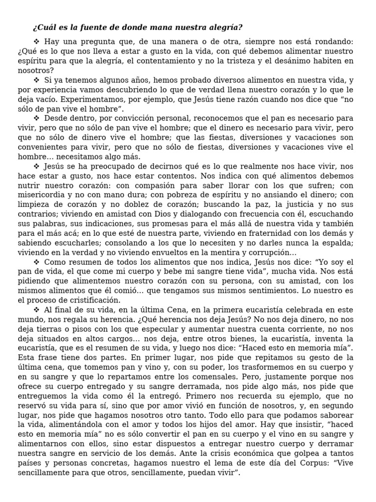 Corpus 1 | PDF | eucaristía | Amor