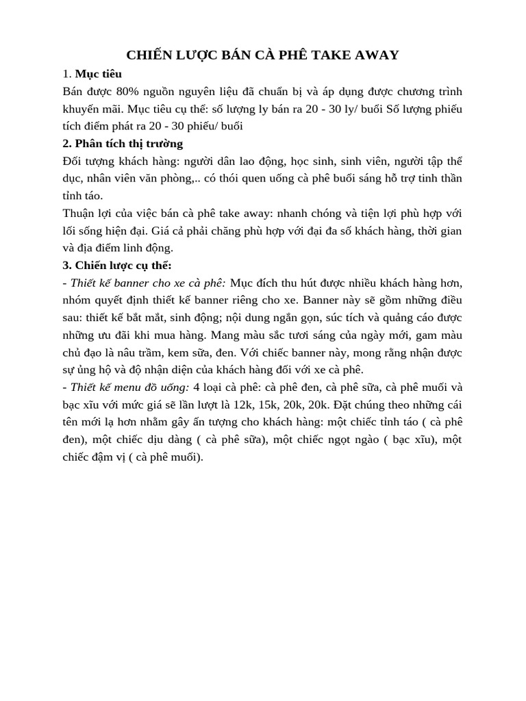 Chien Luoc Caphe Takeaway | PDF