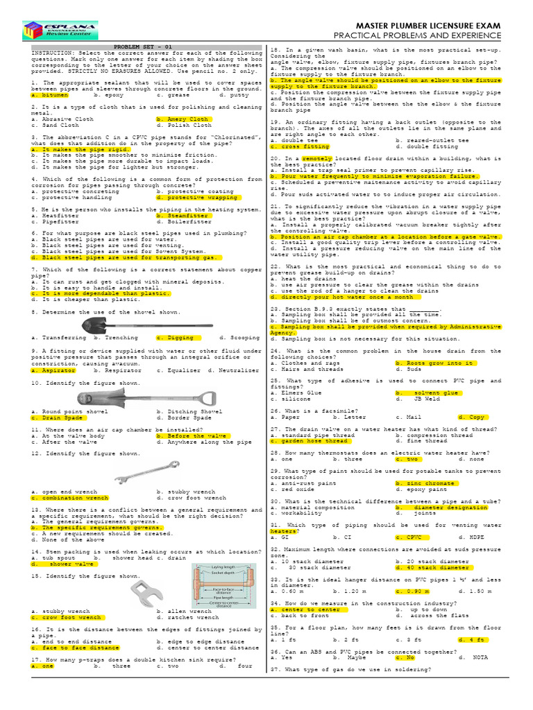 PRACTICAL PROBLEMS - PROBLEM SET 01 - Key | PDF | Pipe (Fluid ...