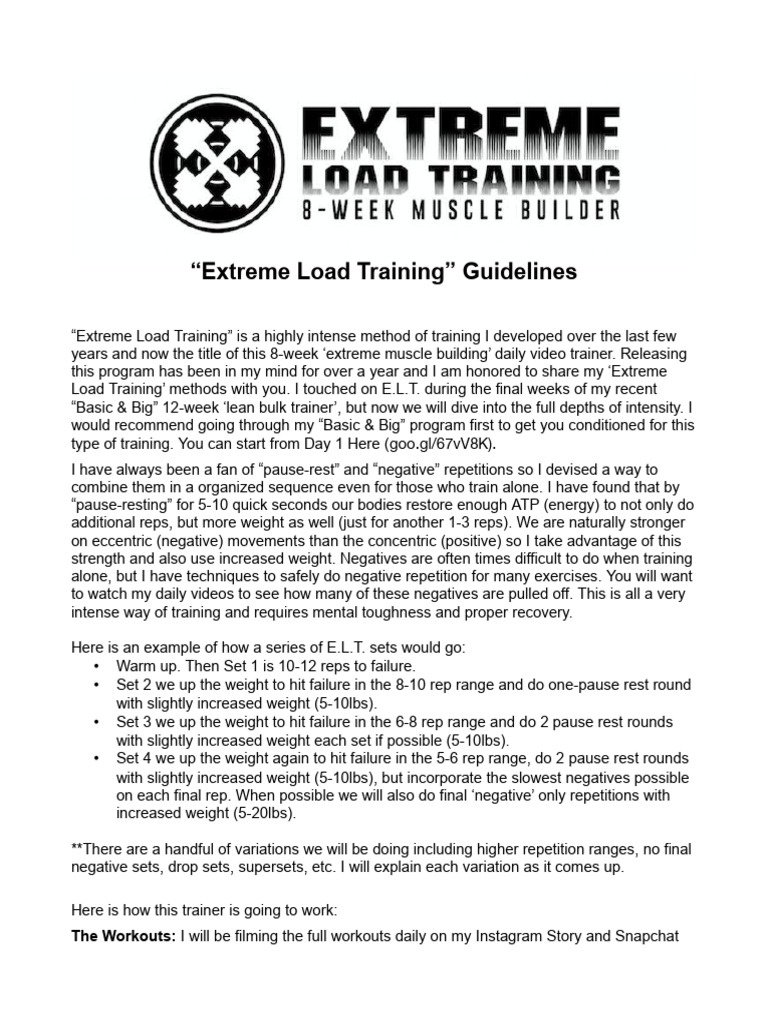 Extreme Load Training Guidelines | PDF | Strength Training | Dietary ...