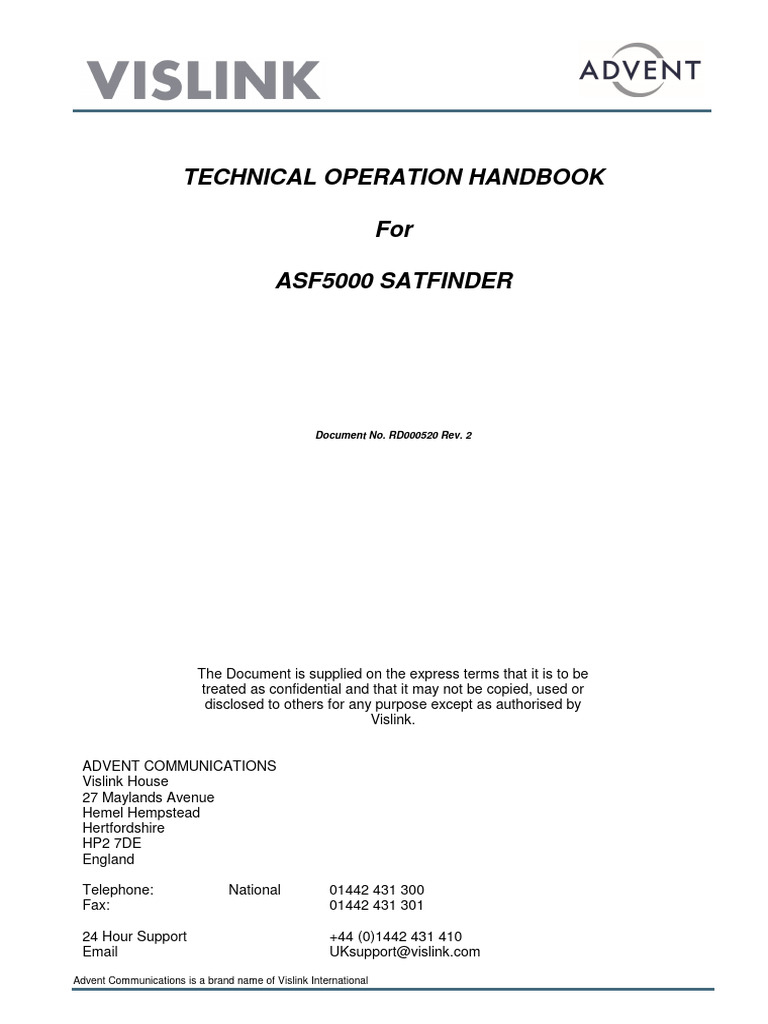 ASF5000 Satfinder Technical Handbook | PDF | Menu (Computing ...