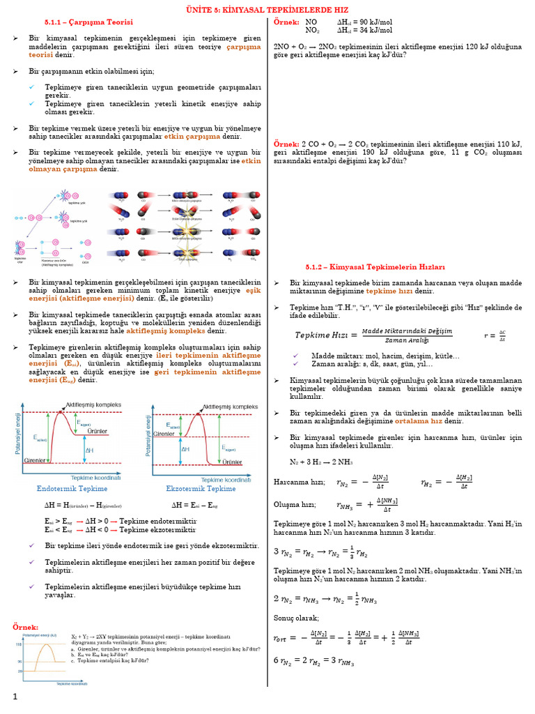 5-Ki̇myasal Tepki̇melerde Hiz | PDF