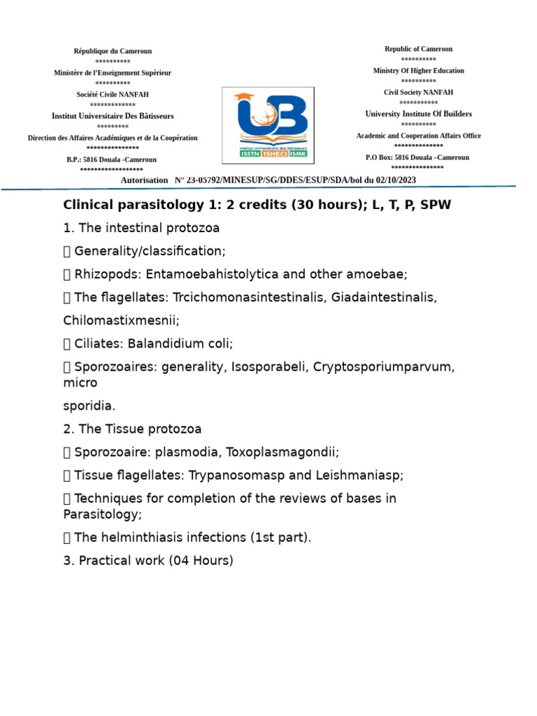 Clinical Parasitology 1 Sem 2 | PDF