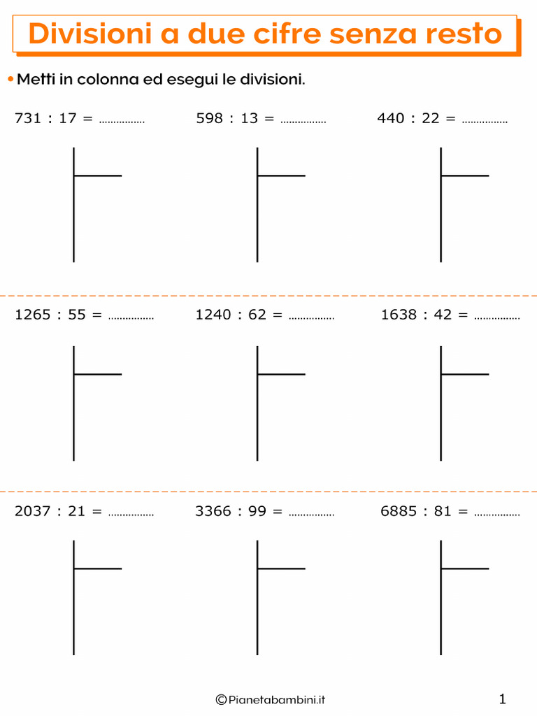 Divisioni Due Cifre Senza Resto | PDF