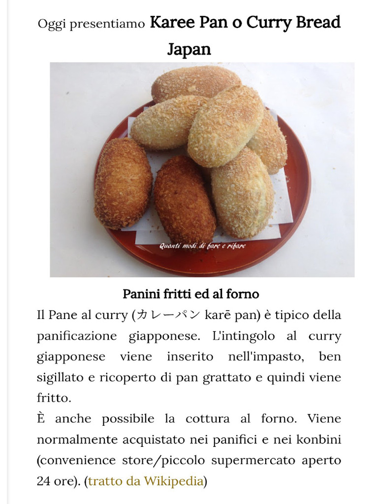 Ricetta Karee Pan Pane Giapponese | PDF