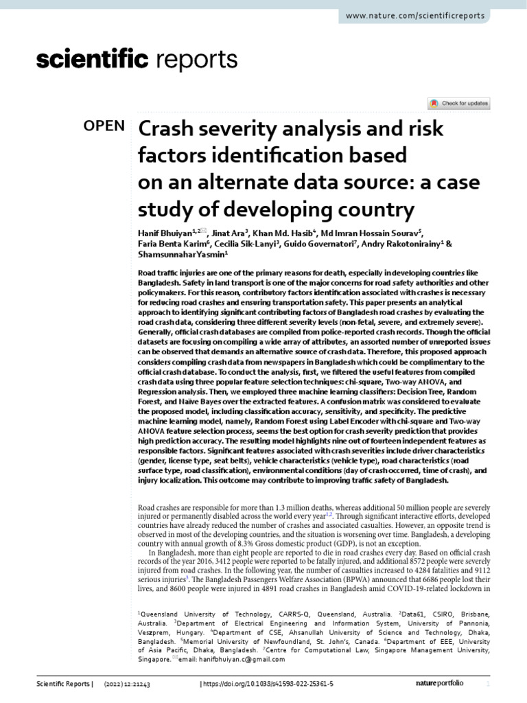 Crash Severity Analysis and Risk Factors Identification Based On An Alternate Data Source: A ...