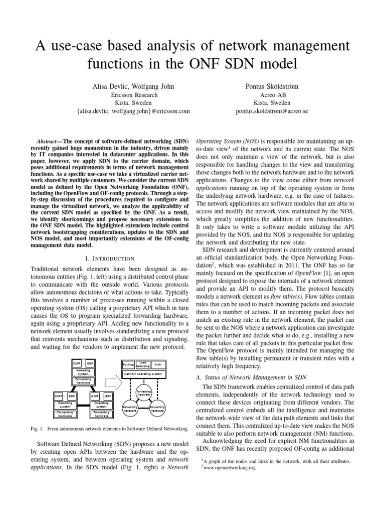 A Use Case Based Analysis of Network Man | PDF | Computer Network | Network Topology
