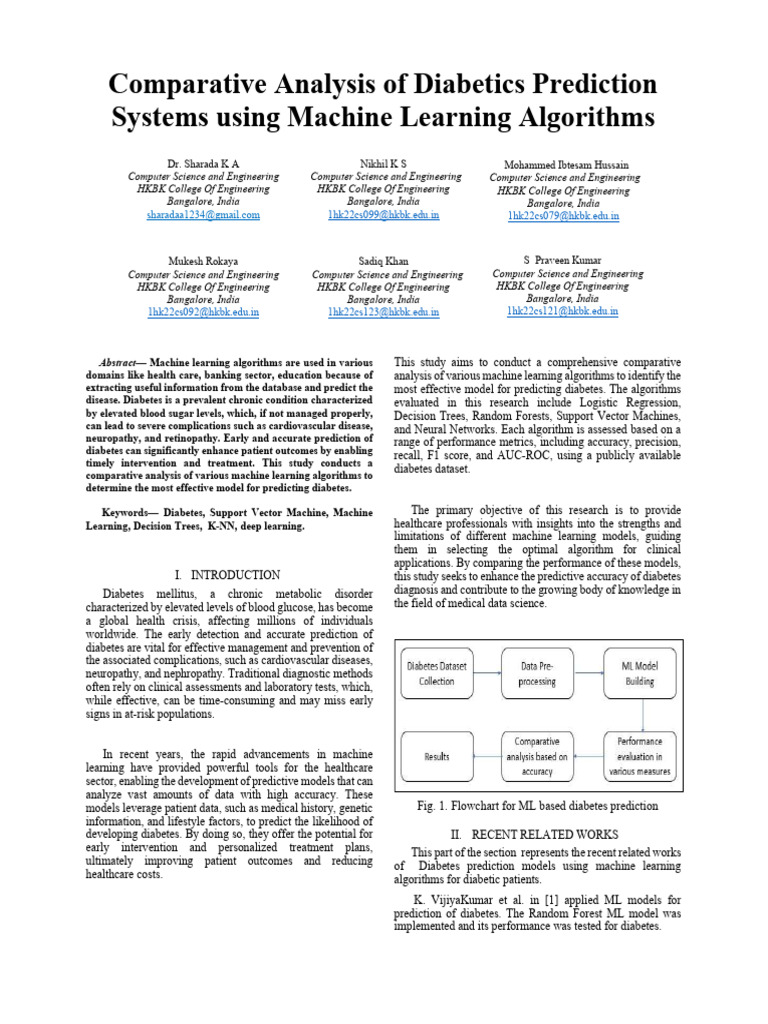 Literature Survey Paper On Comparative Analysis of Diabetics Prediction Systems Using Machine ...