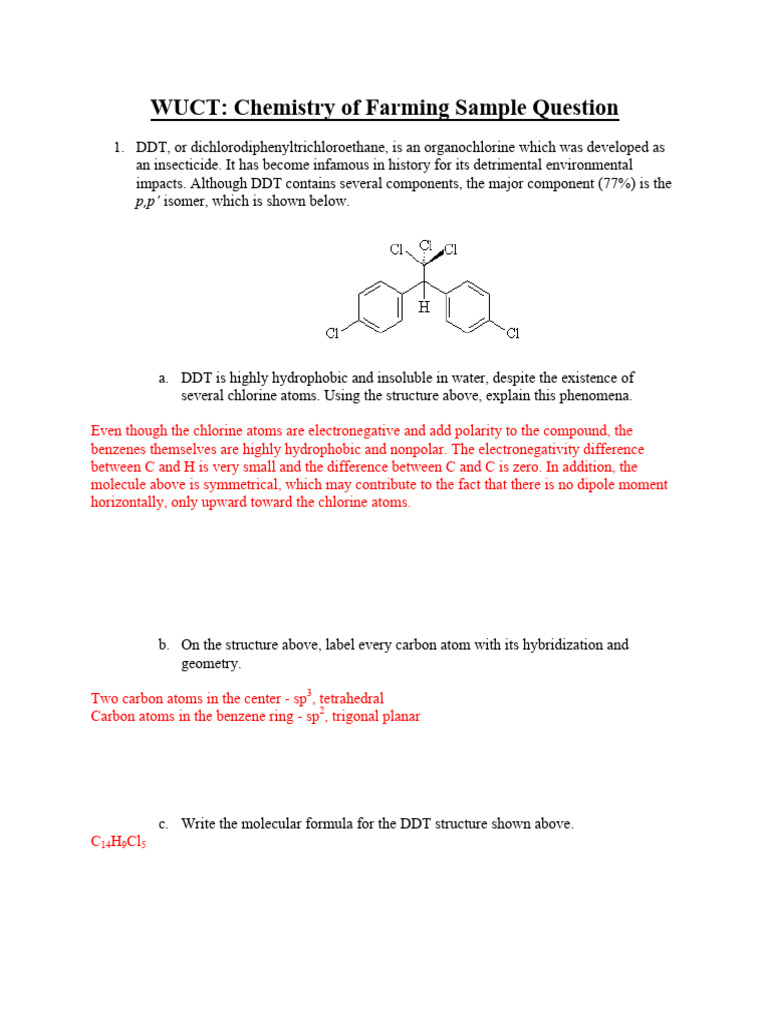 2020 Farming Sample Questions (Key) | PDF | Chemical Polarity | Mole (Unit)