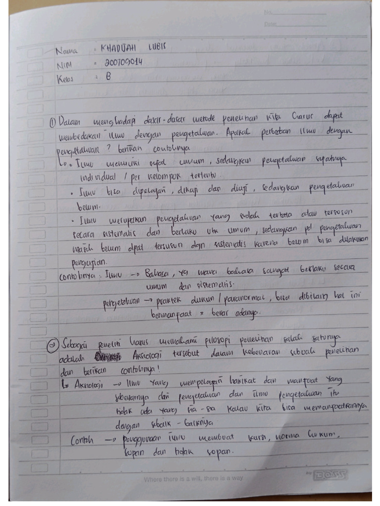 200709014-Khadijah Lubis (UTS Metode Penelitian) | PDF