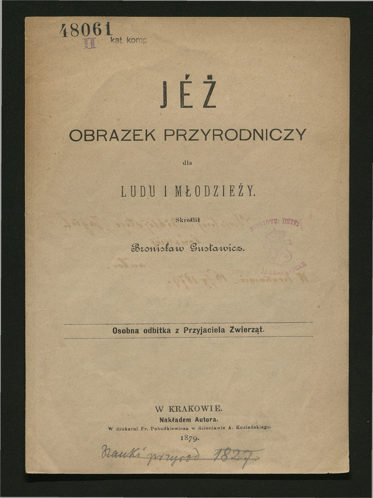 Jeż Obrazek Przyrodniczy Dla Ludu I Młodzieży | PDF