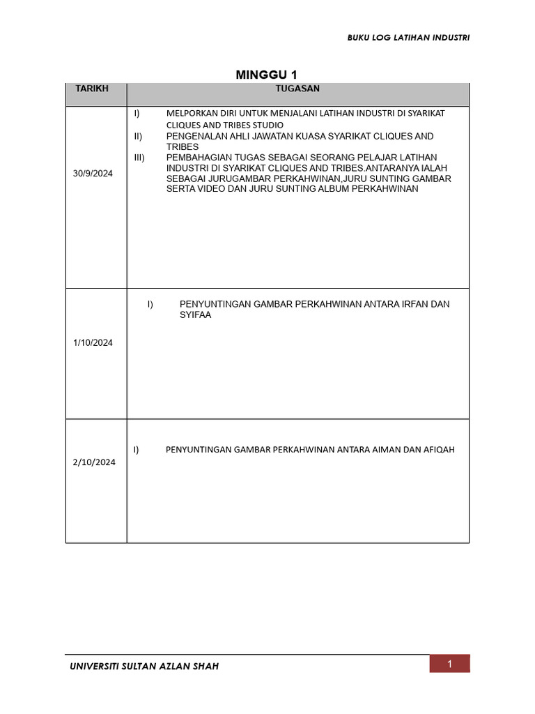 BUKU LOG LATIHAN INDUSTRI | PDF