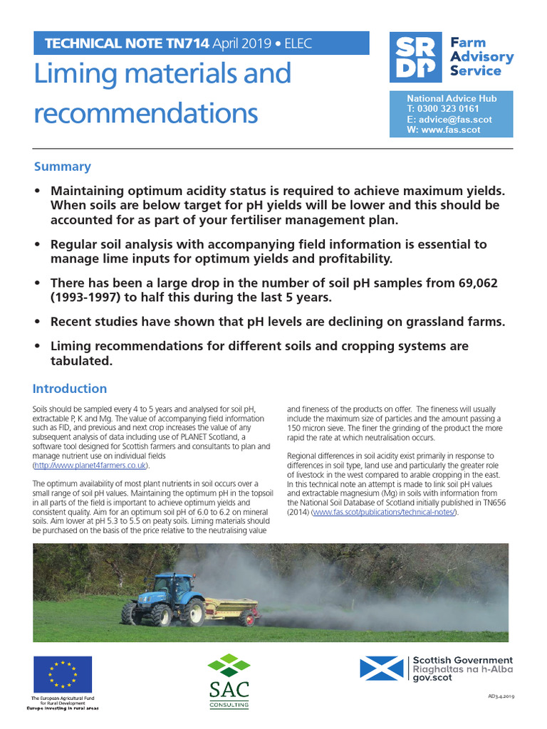 Liming Recommendations for Soil pH Management | PDF | Soil | Magnesium