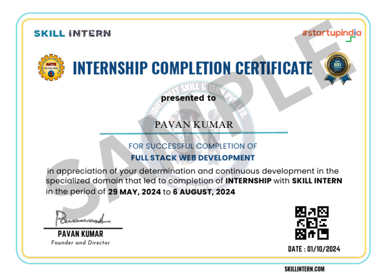 Sample Certificate Internship Completion Certificate | PDF