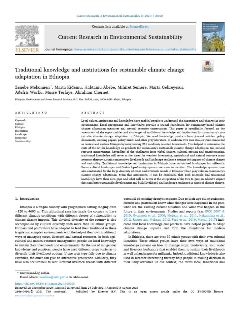 Mekonnen-et-al-2021-1 | PDF | Ecological Resilience | Pastoralism