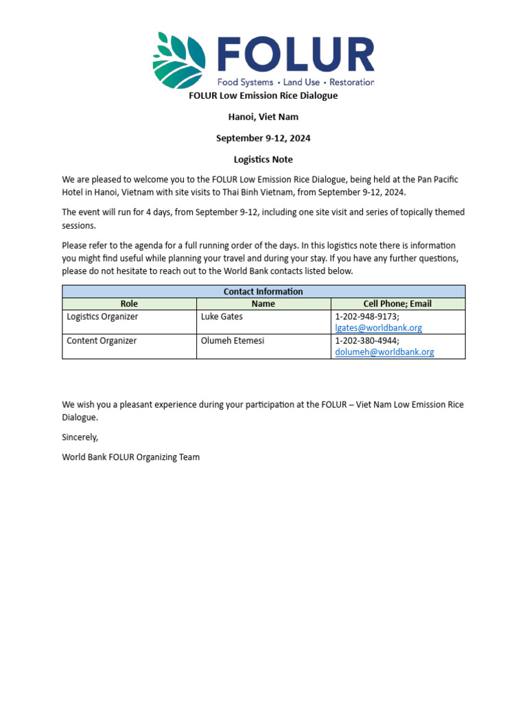 FOLUR Low Emission Rice Dialogue 2024 | PDF | Hanoi | Clothing