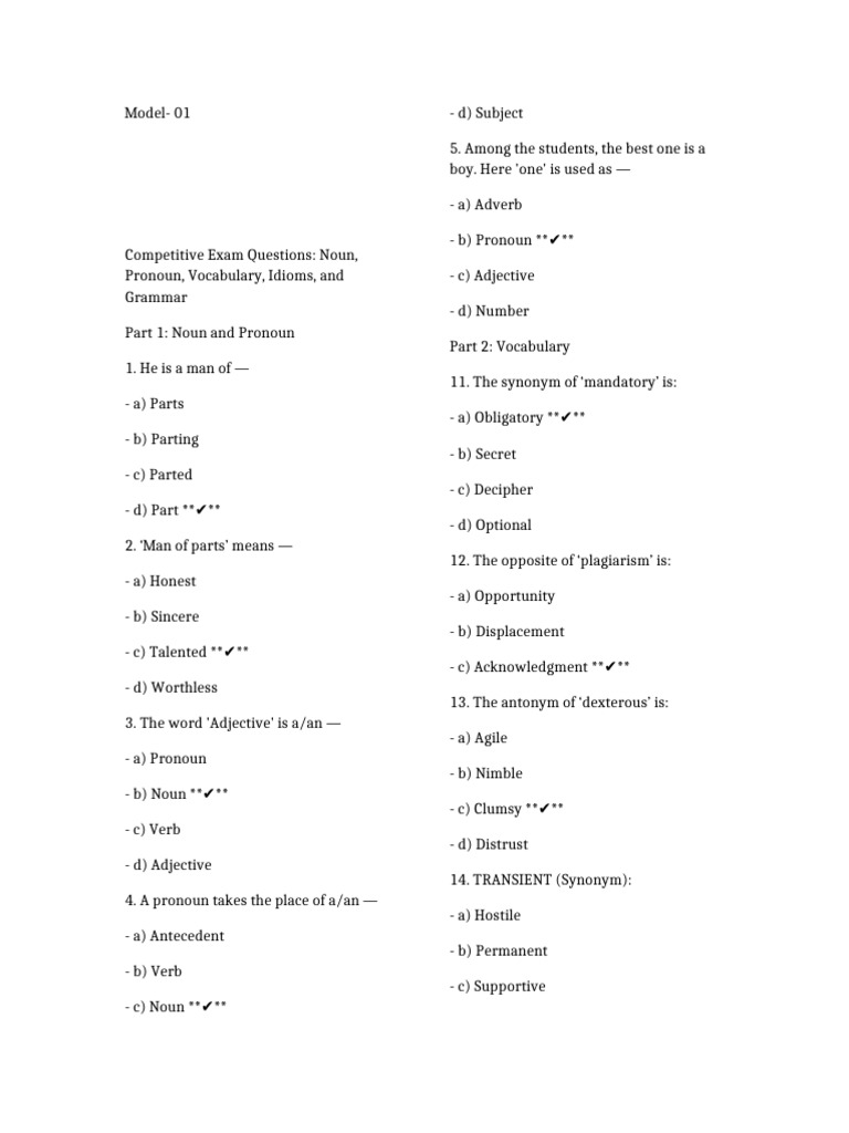 model 01 | PDF | Verb | Subject (Grammar)