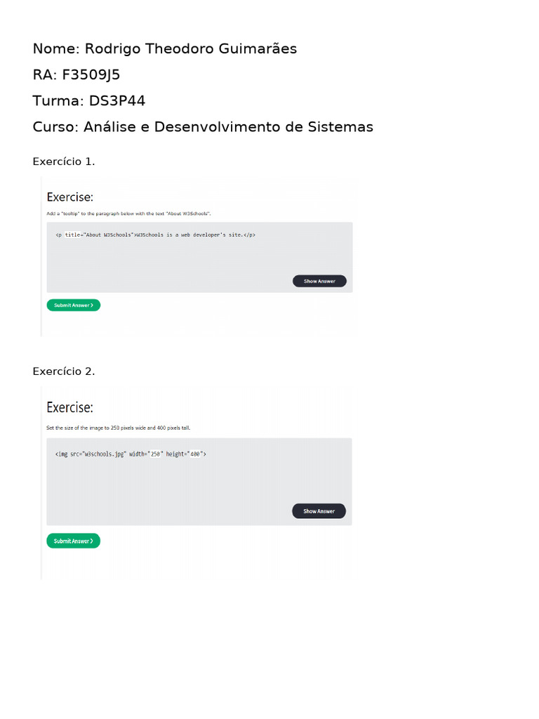 Atividade de Reposição de Aula | PDF Atividade de Reposição de Aula | PDF