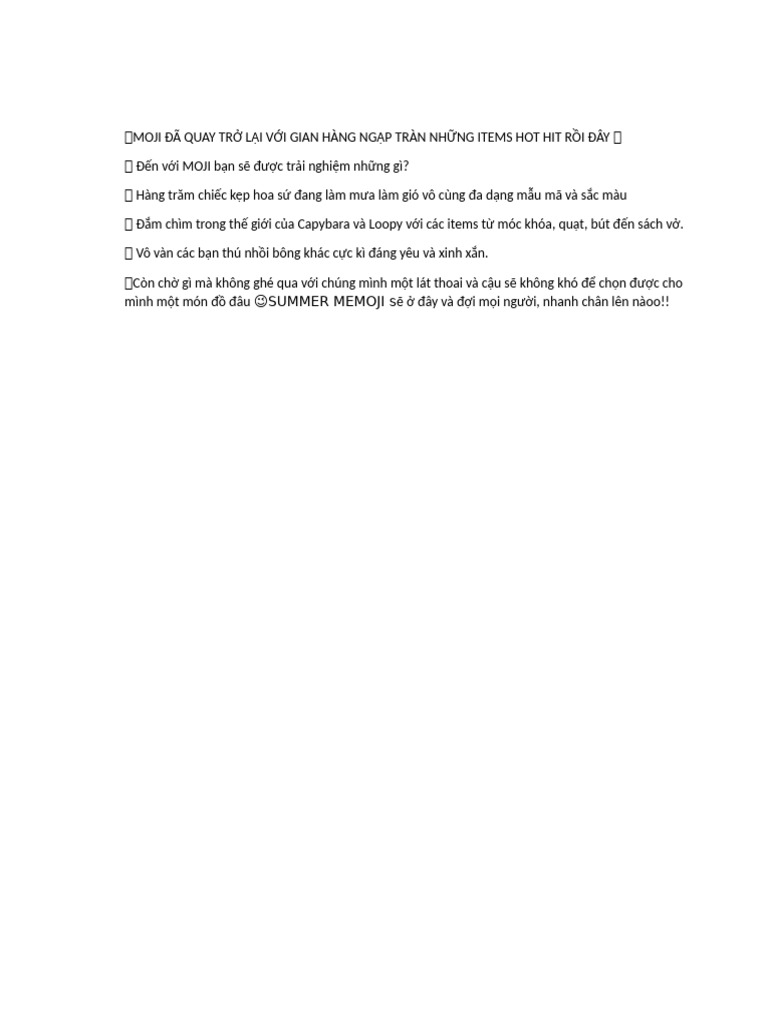 Bài Giới Thiệu Về Không Gian Bán Hàng Của MOJI | PDF