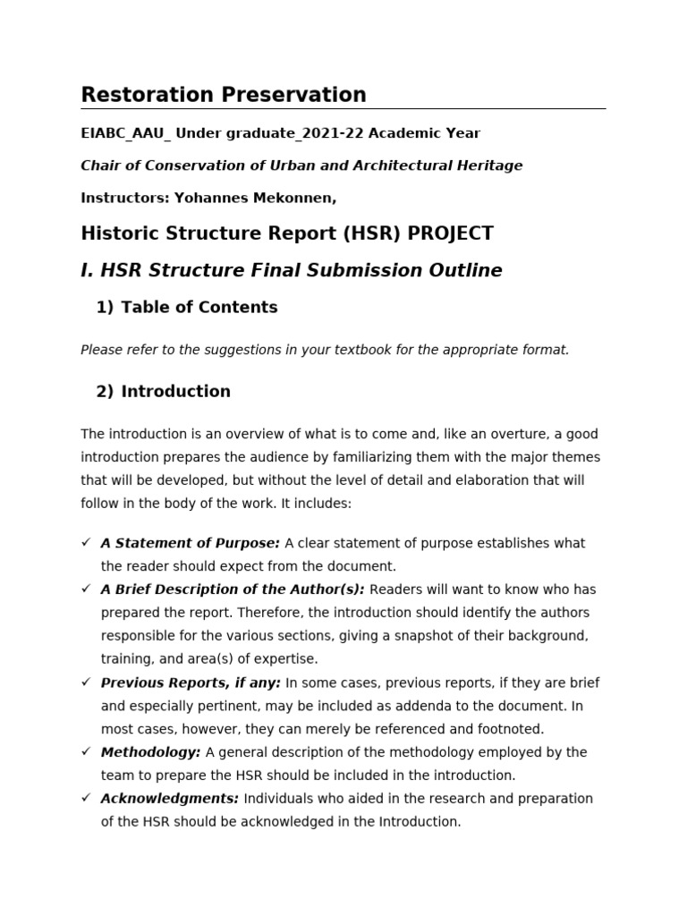 Restoration Preservation Undergraduate Final Presentation Deliverables ...