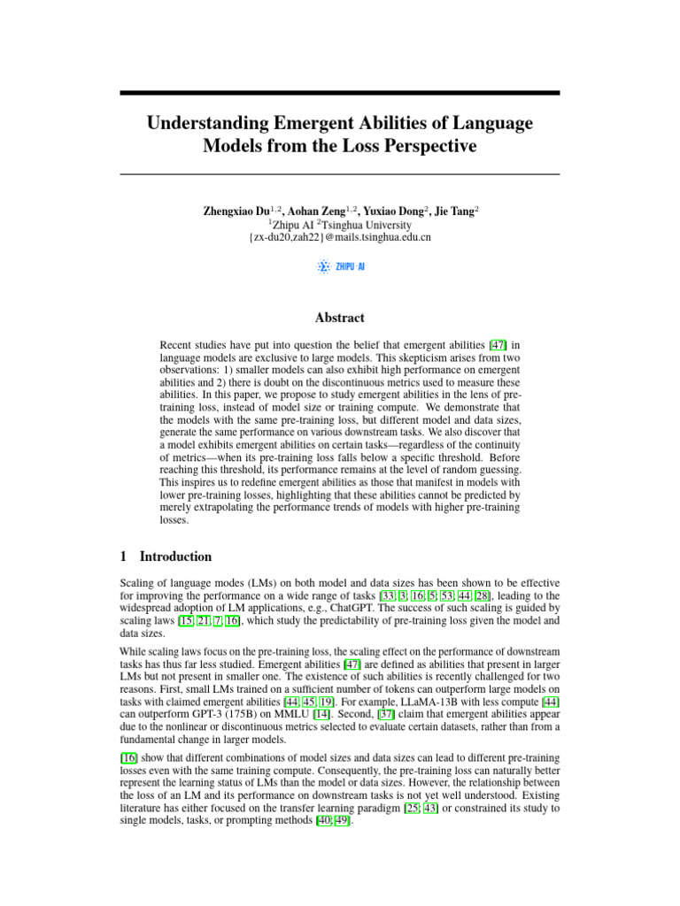 Understanding Emergent Abilities of Language Models From The Loss ...