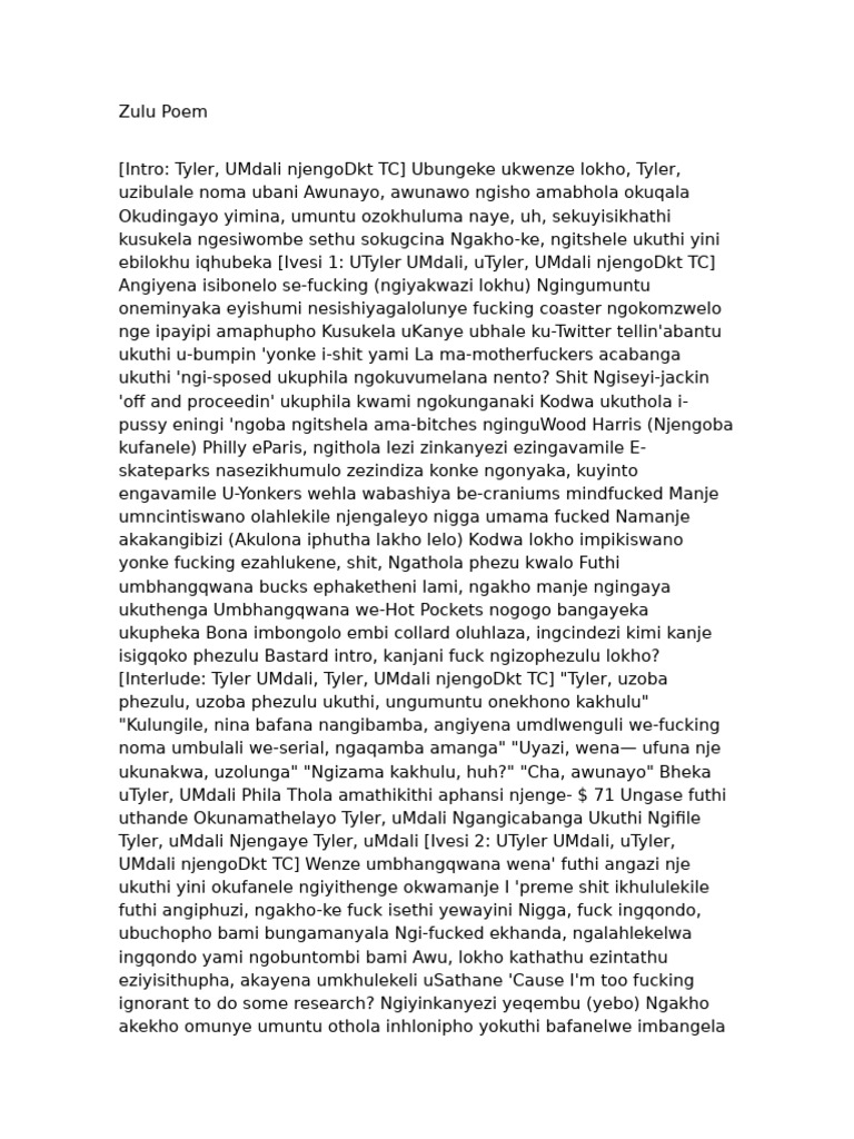 Zulu Poem | PDF
