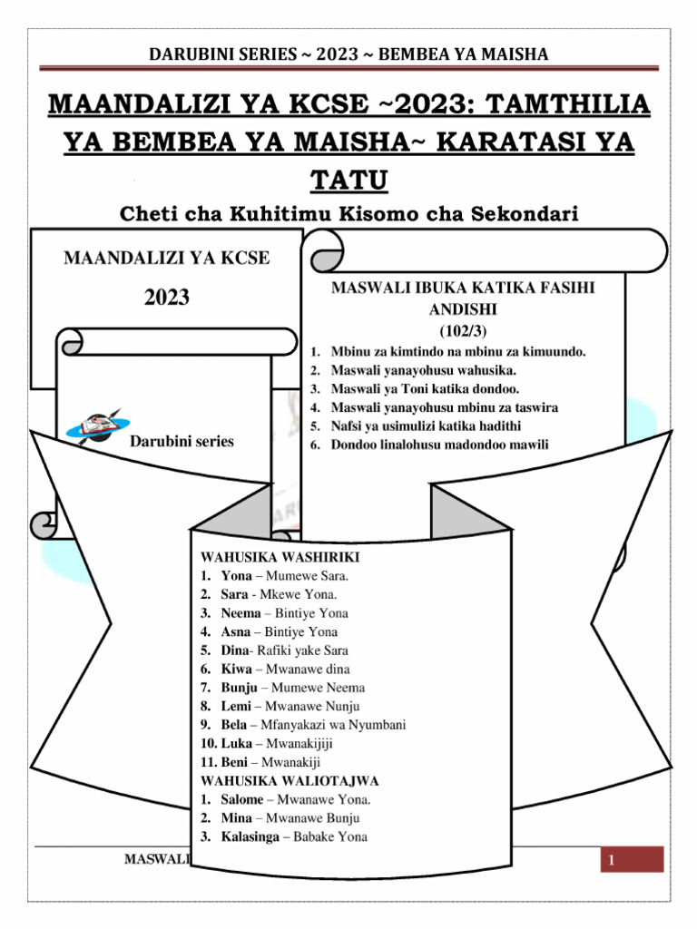 Maswali Ya Bembea Ya Maisha 2023 | PDF