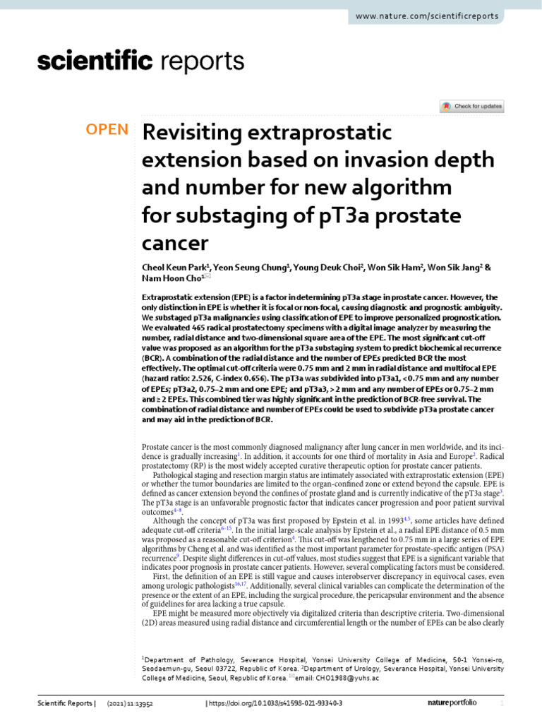 Extraprostatic Extension | PDF | Prostate Specific Antigen | Prostate ...