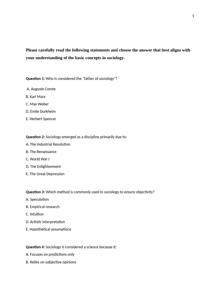 Intro To Sociology Questionnaire | PDF | Sociology | Deviance (Sociology)
