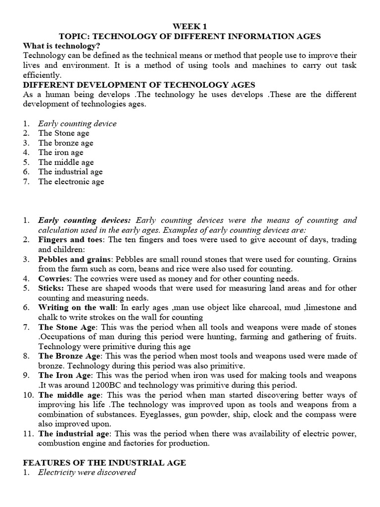 Evolution of Technology Ages | PDF | Computer Keyboard | Information