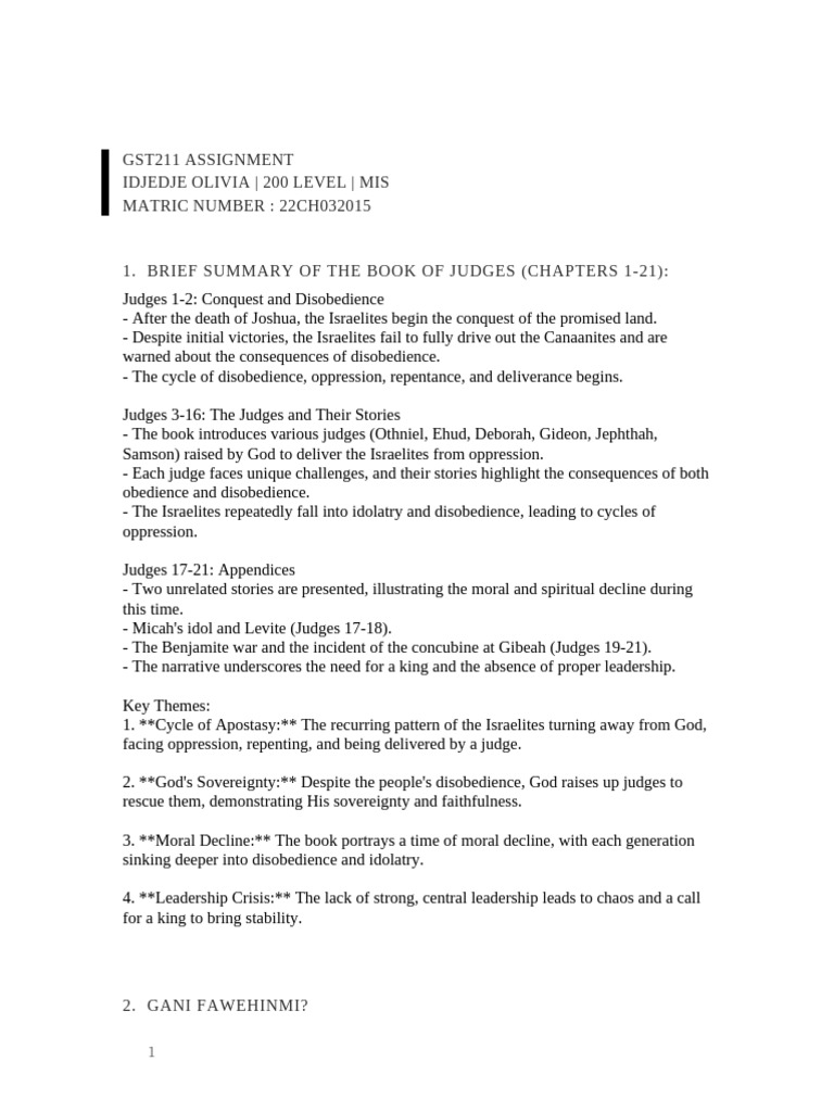 Idjedje Olivia's GST Assignment | PDF | Book Of Judges | Plato
