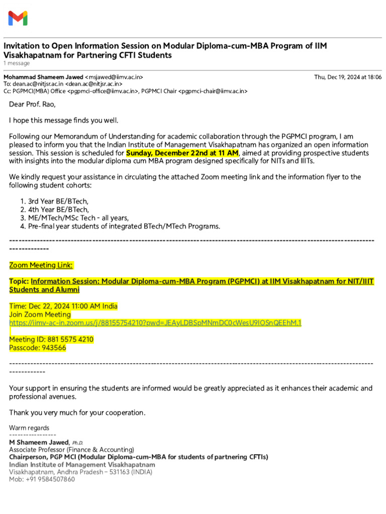 Gmail - Invitation to Open Information Session on Modular Diploma-cum ...
