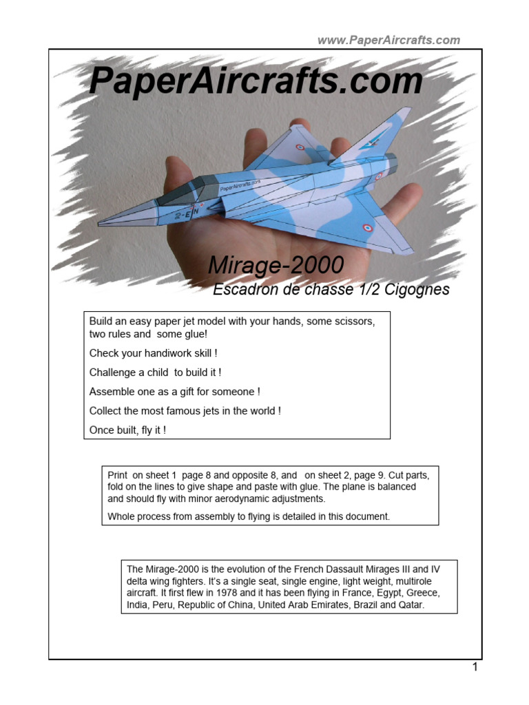 Mirage 2000 Paper Aircrafts | PDF | Flight | Aileron