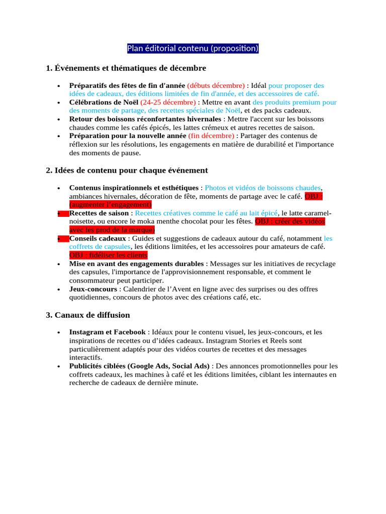 Plan éditorial pour décembre 2023 | PDF
