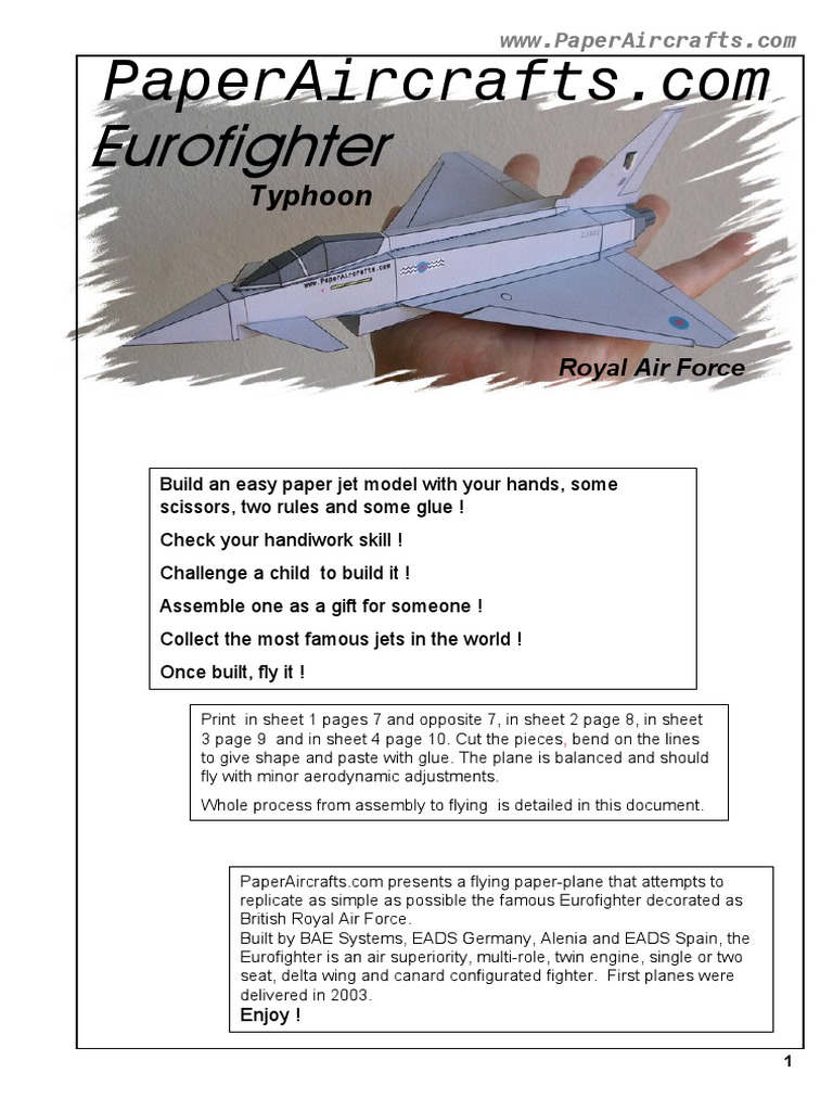 Eurofighter RAF Paper Aircrafts | PDF | Aviation | Aircraft