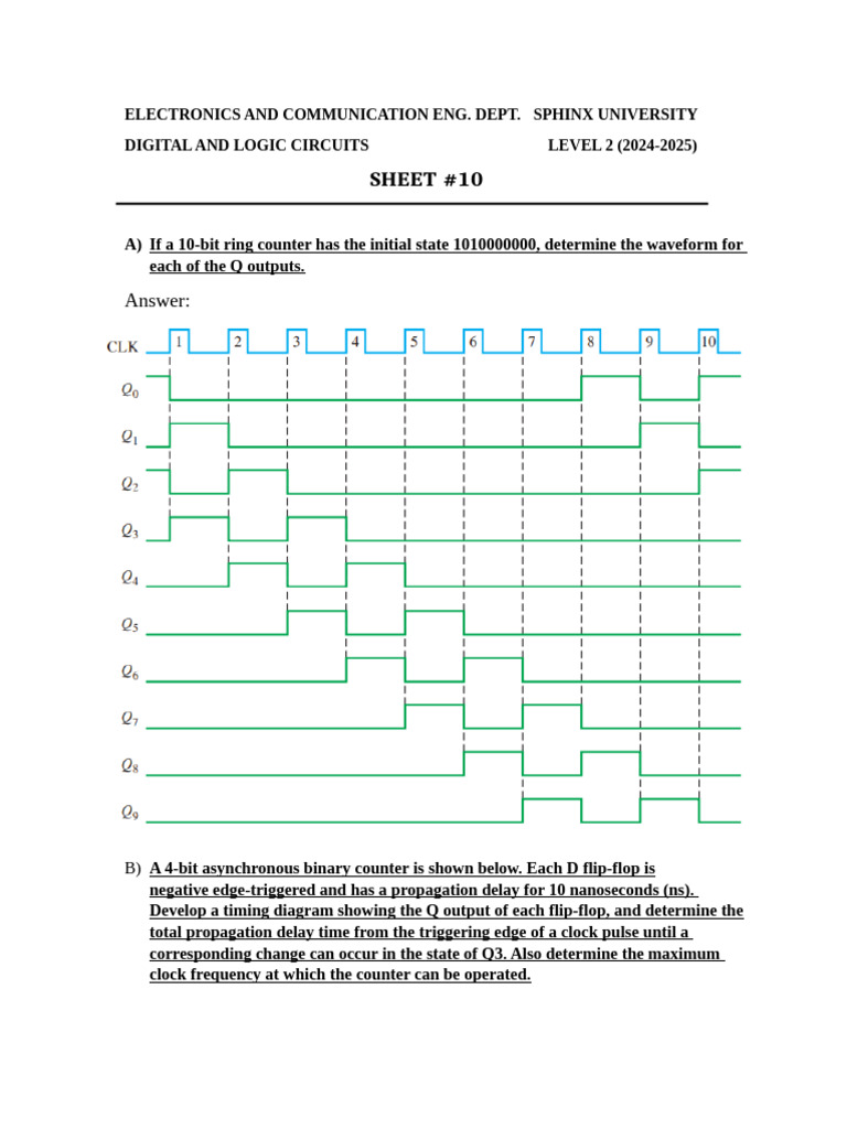 sheet 10 | PDF | Electronic Engineering | Digital Electronics