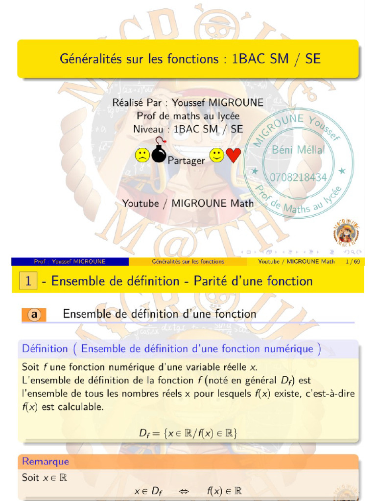 Généralités Sur Les Fonctions 1bac SM - SE | PDF