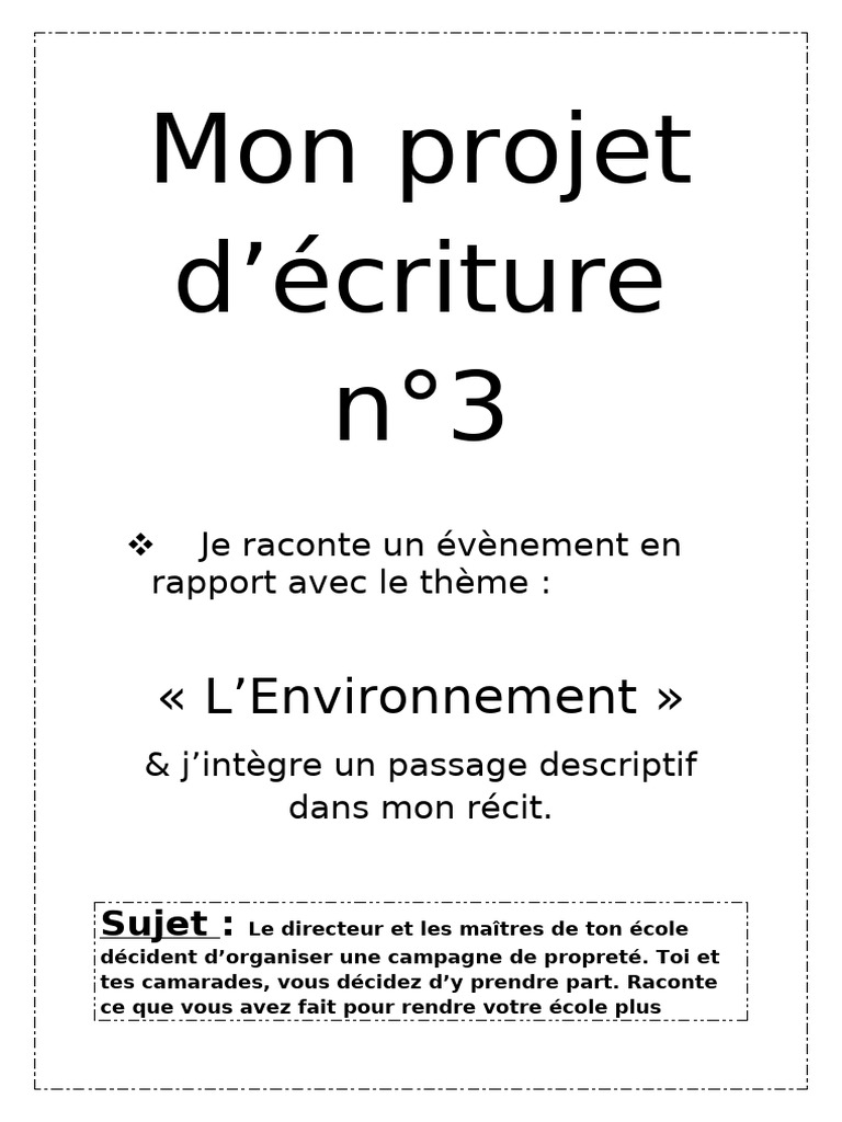 projet-d-écriture-n-3-6è-année | PDF