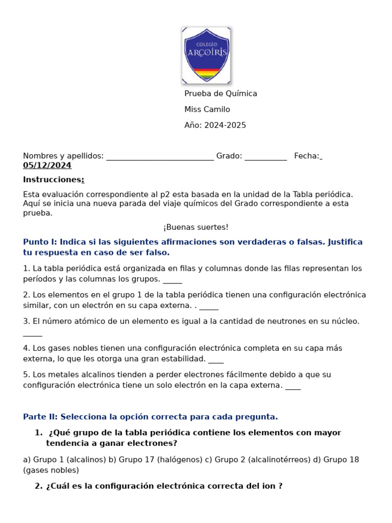 Copia de Copia de Examples 5to | PDF | Tabla periódica | Configuración ...