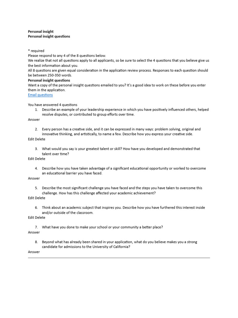 UC Personal Insight | PDF