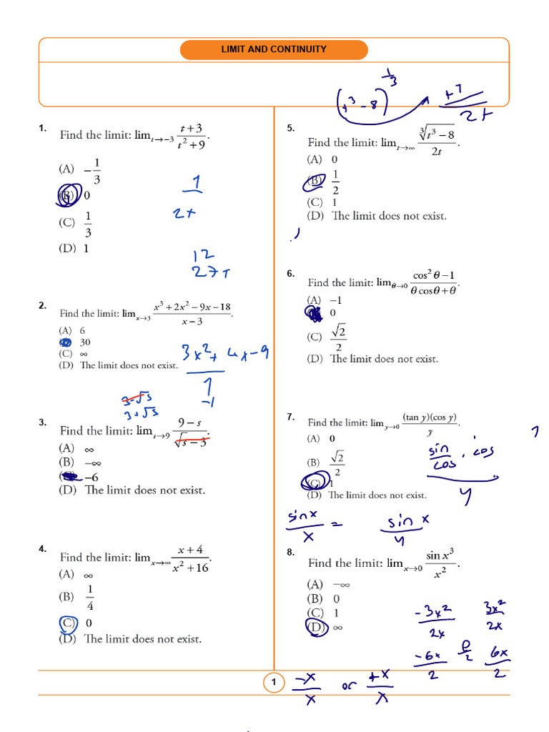 Limit and Continuity 3 | PDF | Trigonometric Functions