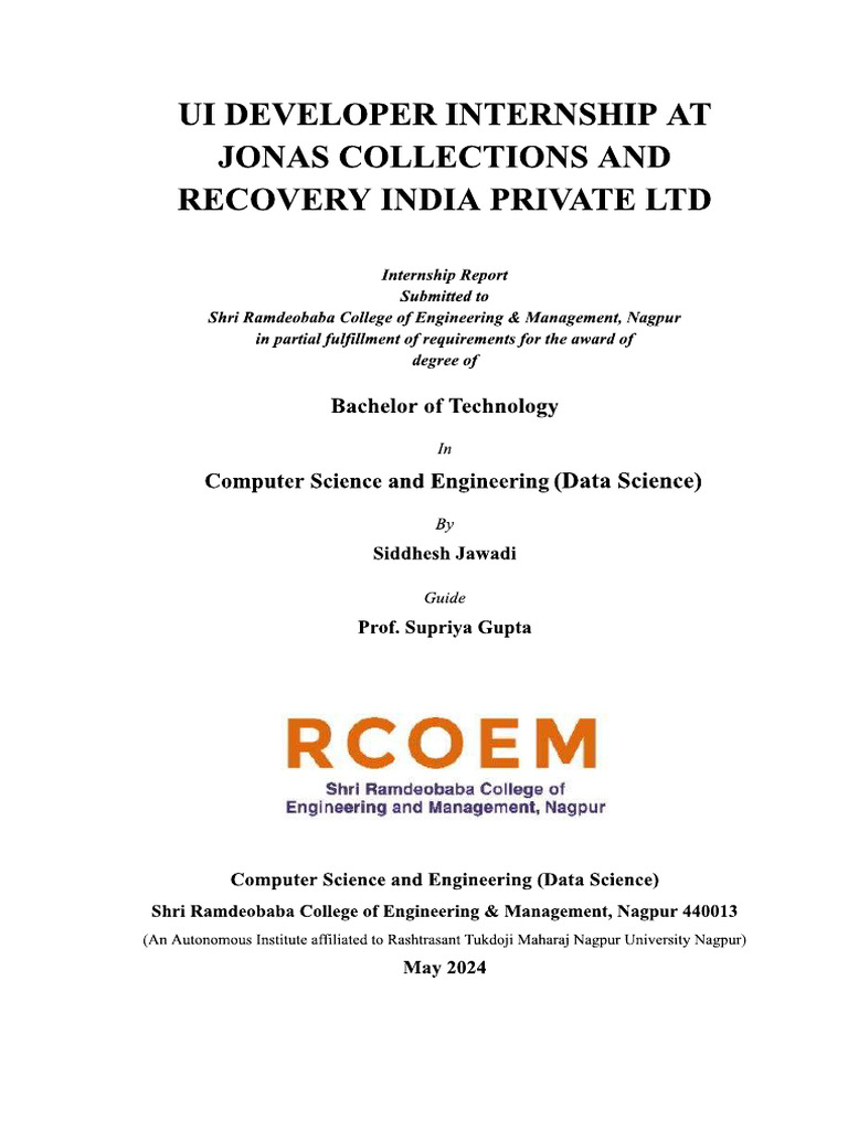 8th Sem (2024-25) Internship Report | PDF