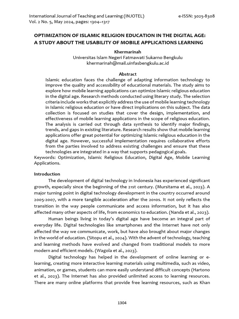 Optimization of Islamic Religion Education in The Digital Age | PDF | Learning | Application ...