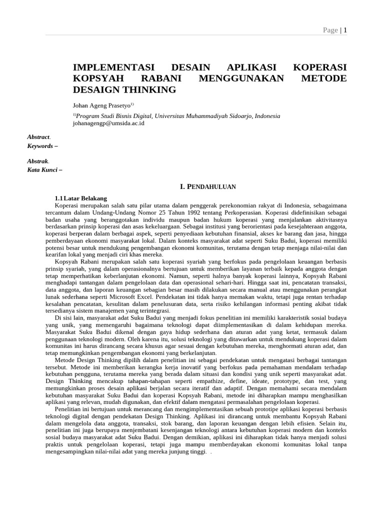 Implementasi Desain Aplikasi Koperasi Kopsyah Rabani Menggunakan Metode Desaign Thinkin12 | PDF