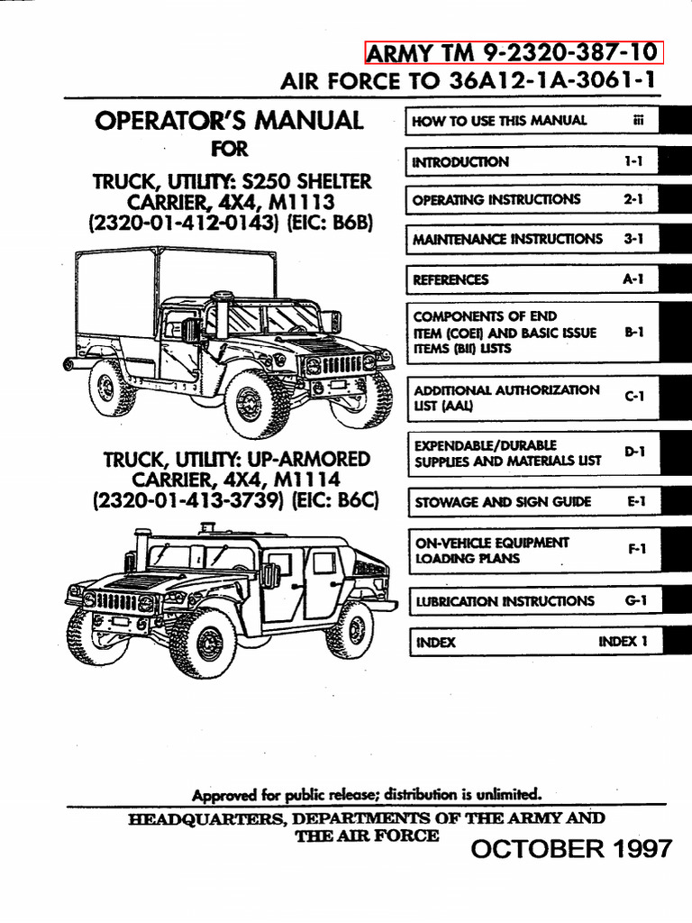 Operator's Manual: M1113 & M1114 Trucks | PDF | Fuel Injection ...