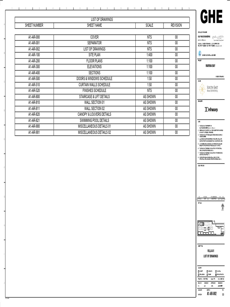 A1-Ar-002-List of Drawings | PDF | Real Estate