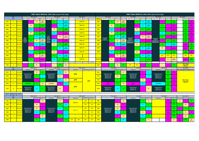 Medical Time Table July 2024 | PDF