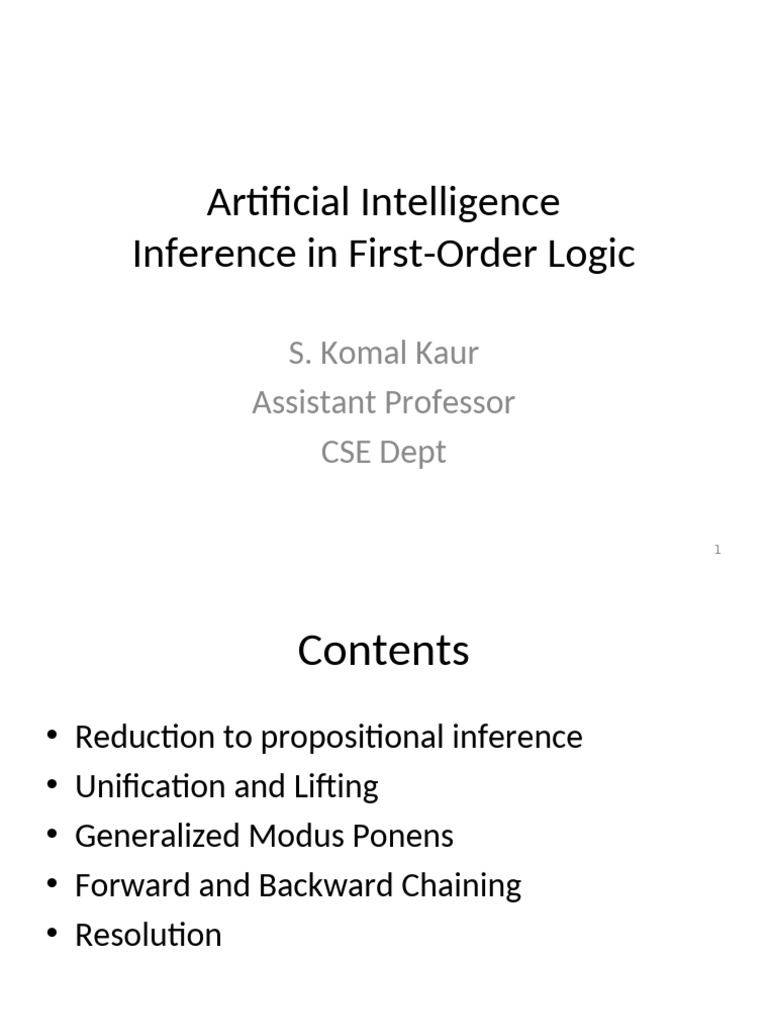 Artificial Intelligence PPT-7- Inference in FOL | PDF | Syntax (Logic ... Artificial Intelligence PPT-7- Inference in FOL | PDF | Syntax (Logic ...