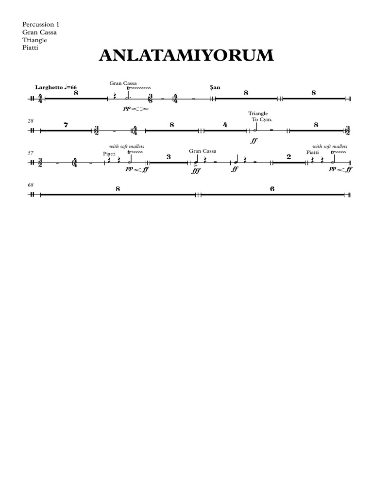 Anlatamıyorum - Percussion 1, Gran Cassa, Triangle, Piatti | PDF